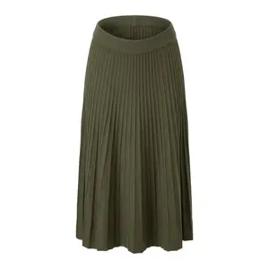 AT LAST... Maplewood Knitted Skirt In Olive - Green