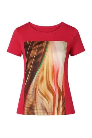 CONQUISTA Abstract Print Jersey Top In Viscose-elastane