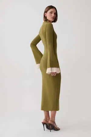 Meshki Amirose Ruffle Knit Midi Dress
