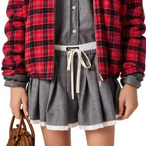 Miu Miu Pleated Flannel Skirt