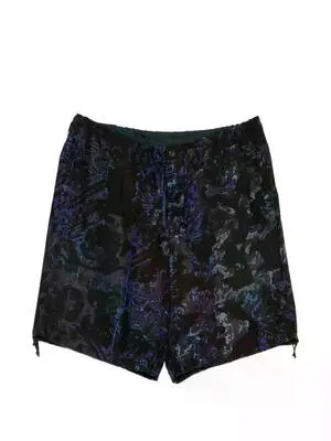 Yohji Yamamoto Sea Abstract-print Single-welt Shorts - Black