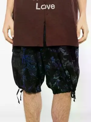 Yohji Yamamoto Sea Abstract-print Single-welt Shorts