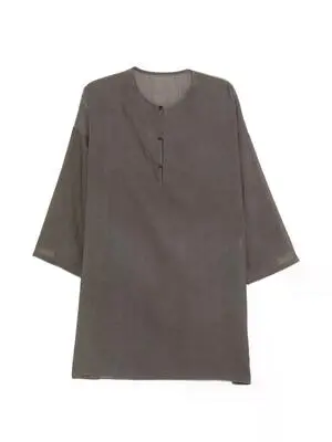 Yohji Yamamoto Gusseted Collarless Shirt - Grey