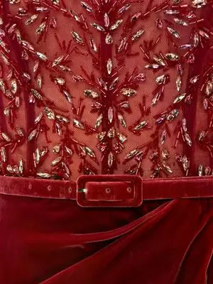 RAMI AL ALI Embellished Velvet-skirt Maxi Dress