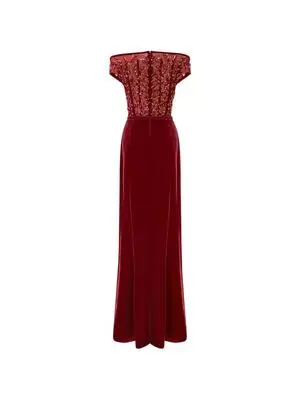 RAMI AL ALI Embellished Velvet-skirt Maxi Dress