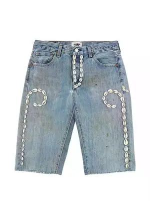 BARRIERS Cowrie Shell Denim Shorts