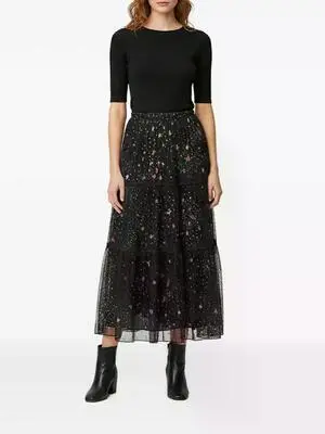 Moschino Star-print Lace-overlay Maxi Skirt