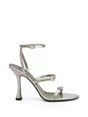 By Far Gala Metallic Sandals - Silver