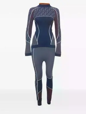 Fendi Zucca Technical Knit Top And Leggings Set - Blue