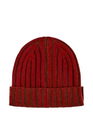 LORENZONI Ribbed-knit Beanie Hat - Red