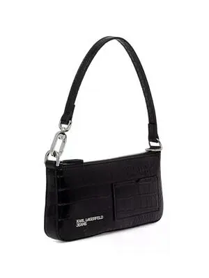 Karl Lagerfeld Crocodile-effect Clutch Bag - Black