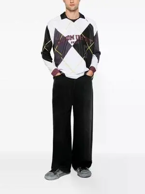 IH NOM UH NIT Argyle-print Long-sleeve Polo Shirt