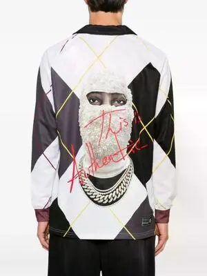 IH NOM UH NIT Argyle-print Long-sleeve Polo Shirt