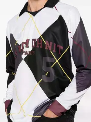 IH NOM UH NIT Argyle-print Long-sleeve Polo Shirt