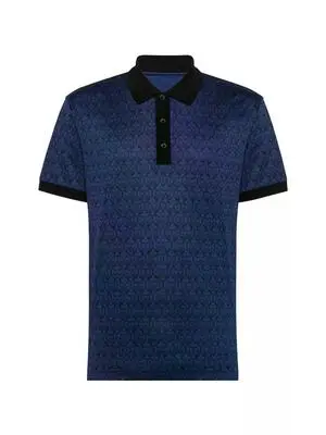 BILLIONAIRE Lion-print Short-sleeve Polo Shirt - Blue
