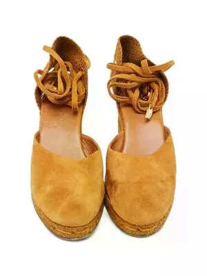 Loro Piana Raffia Suede Wedge Pumps