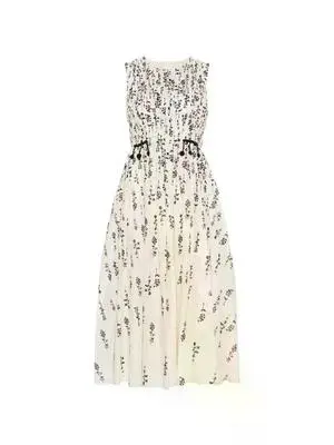 Max Mara Printed Cotton Voile Dress Ecru