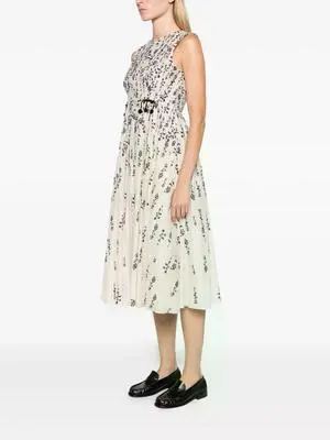 Max Mara Printed Cotton Voile Dress Ecru