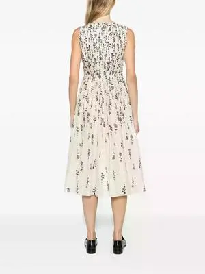 Max Mara Printed Cotton Voile Dress Ecru