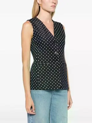 Max Mara Polka-dot Wool And Viscose Jersey Waistcoat Ultramarine