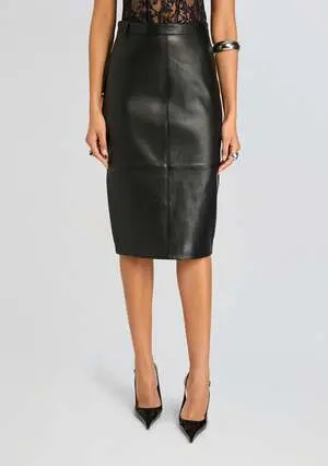 Retrofete Marcella Leather Skirt - Black