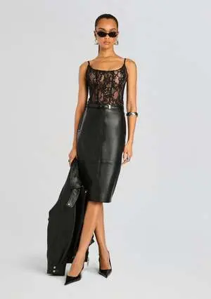 Retrofete Marcella Leather Skirt