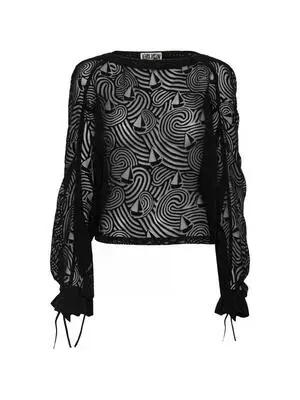 Henrik Vibskov Semi-sheer Wave-motif Blouse - Black