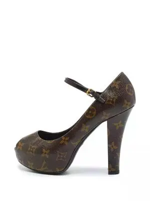 LOUIS VUITTON Monogram Peep-toe Pumps - Brown