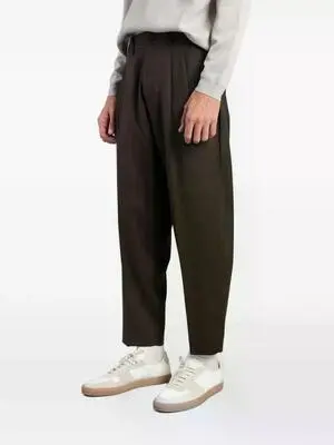 LOW BRAND Zen Pleated Tapered Trousers - Brown