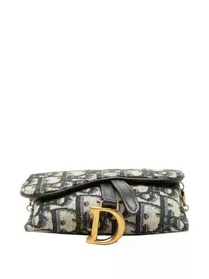 Dior 2020 Nano Oblique Canvas Saddle Chain Pouch Crossbody Bag