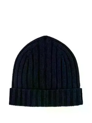 LORENZONI Ribbed-knit Cashmere Beanie Hat - Blue