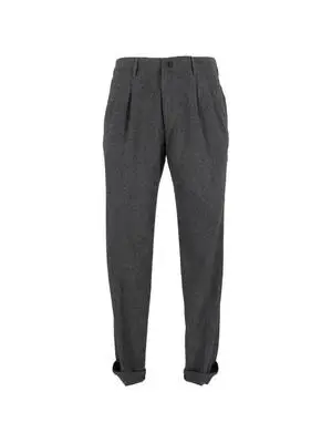 Incotex Pleated Turn-up Trousers - Grey