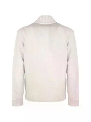 KANGRA Ribbed-knit Virgin-wool Cardigan - Neutrals