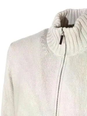 KANGRA Ribbed-knit Virgin-wool Cardigan - Neutrals