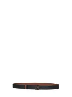 Fendi Black And Dark Brown Leather 30 Mm Reversible Ff Belt - Multicolor