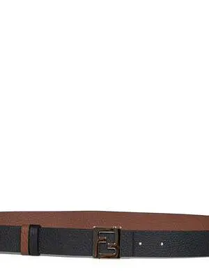 Fendi Black And Dark Brown Leather 30 Mm Reversible Ff Belt