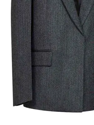 TOTEME Dark Grey Melange Oversized Herringbone Wool-blend Blazer