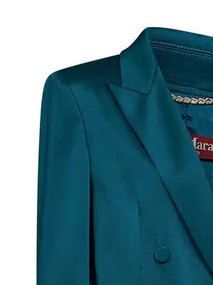 Max Mara Oil Green Envers Satin Msearca Double-breasted Blazer - Multicolor