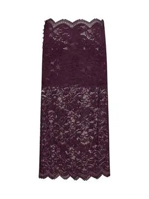 Rabanne Magenta Purple Layered Stretch Lace Midi Skirt - Multicolor
