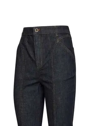 SELF-PORTRAIT Indigo Denim High-rise Flared Jeans