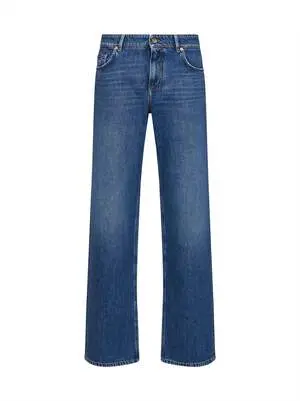 Dolce & Gabbana Blue Cotton Denim Loose Straight-leg Jeans - Multicolor