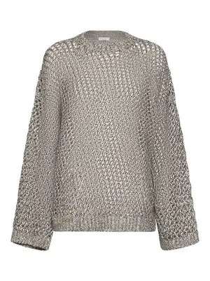 Brunello Cucinelli Rope Silk And Linen Net Knit Dazzling Chiné Sweater - Multicolor