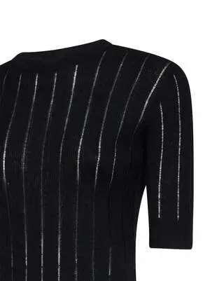 Max Mara Black Mstragno Ribbed Fitted Top