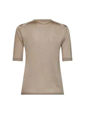 Max Mara Stone Silk And Cashmere Mxmaceti Basic Top - Multicolor