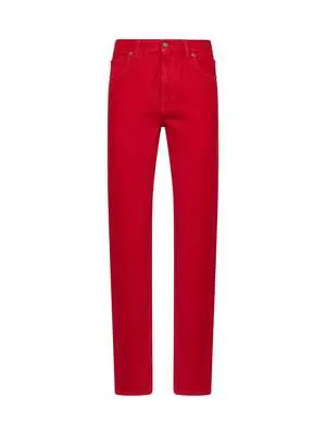 Chloé Berry Red Cotton Denim Slim Jeans