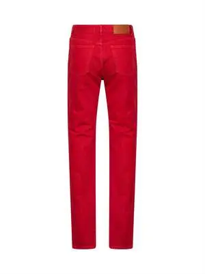 Chloé Berry Red Cotton Denim Slim Jeans