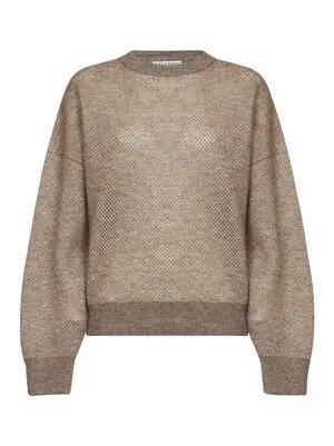 Brunello Cucinelli Beige Sparkling Double-knit Net Sweater - Multicolor