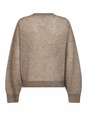 Brunello Cucinelli Beige Sparkling Double-knit Net Sweater