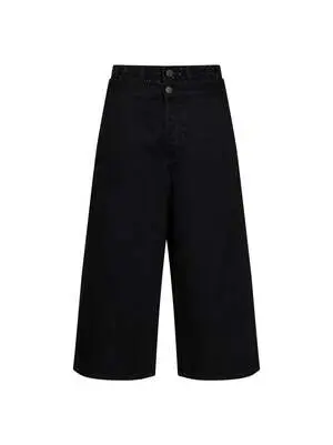 Attico Black Cotton Denim Double Waistband Cropped Jeans - Multicolor