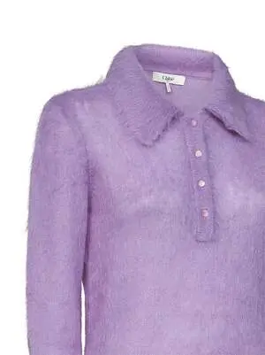 Chloé Lavender Alpaca Blend Brushed Knit Polo Shirt